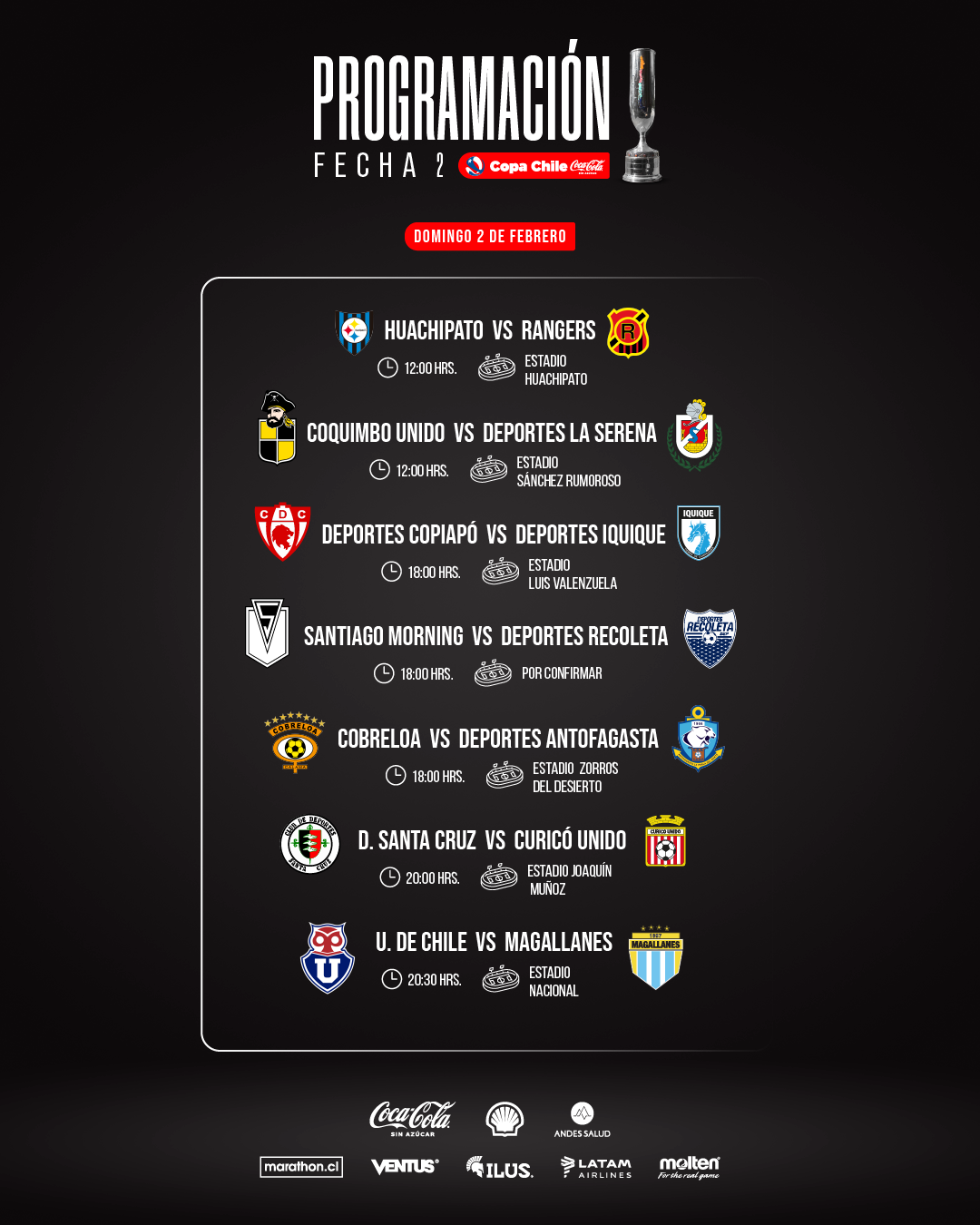 ¡Lista la programación de la Fecha 2 y 3 de la Copa Chile Coca-Cola Sin ...