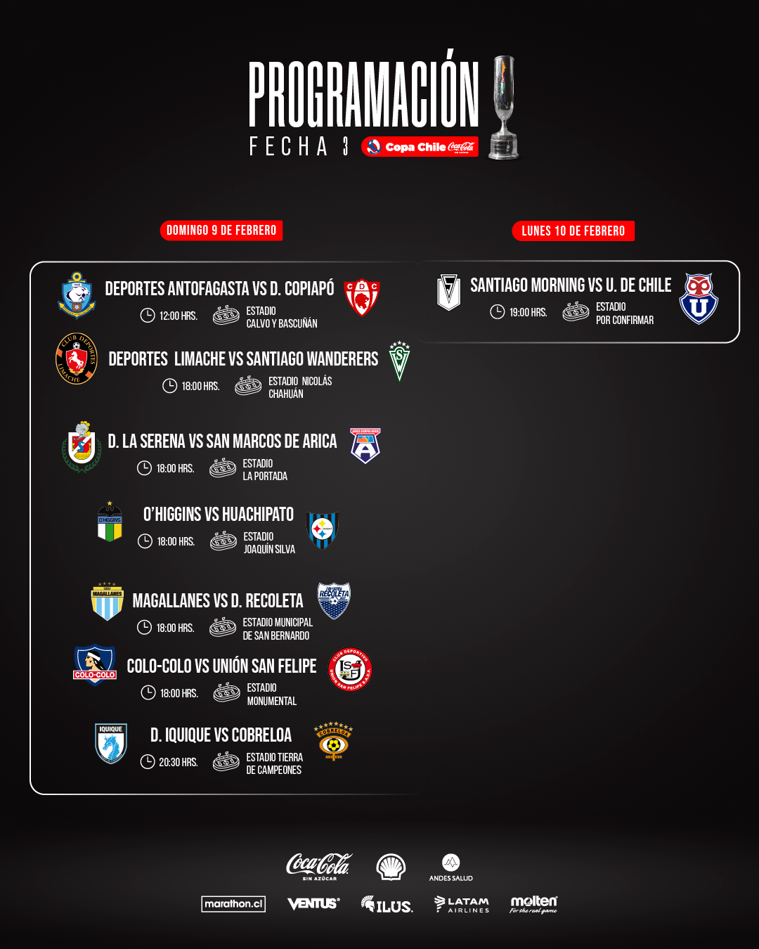 ¡Lista la programación de la Fecha 2 y 3 de la Copa Chile Coca-Cola Sin ...