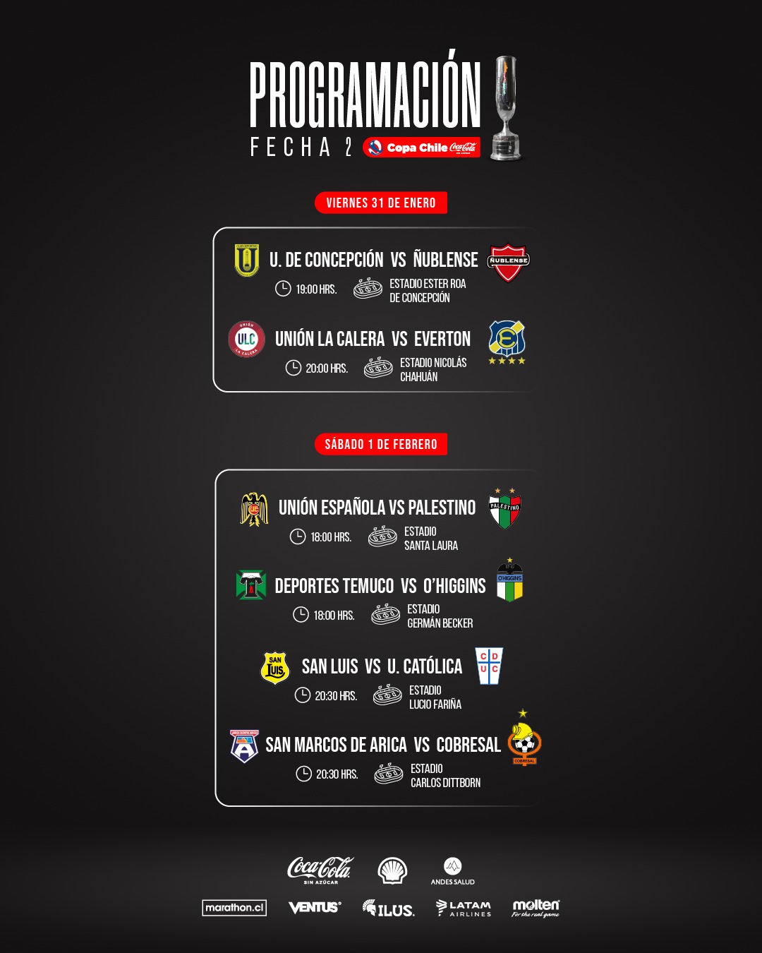 ¡Lista la programación de la Fecha 2 y 3 de la Copa Chile Coca-Cola Sin ...