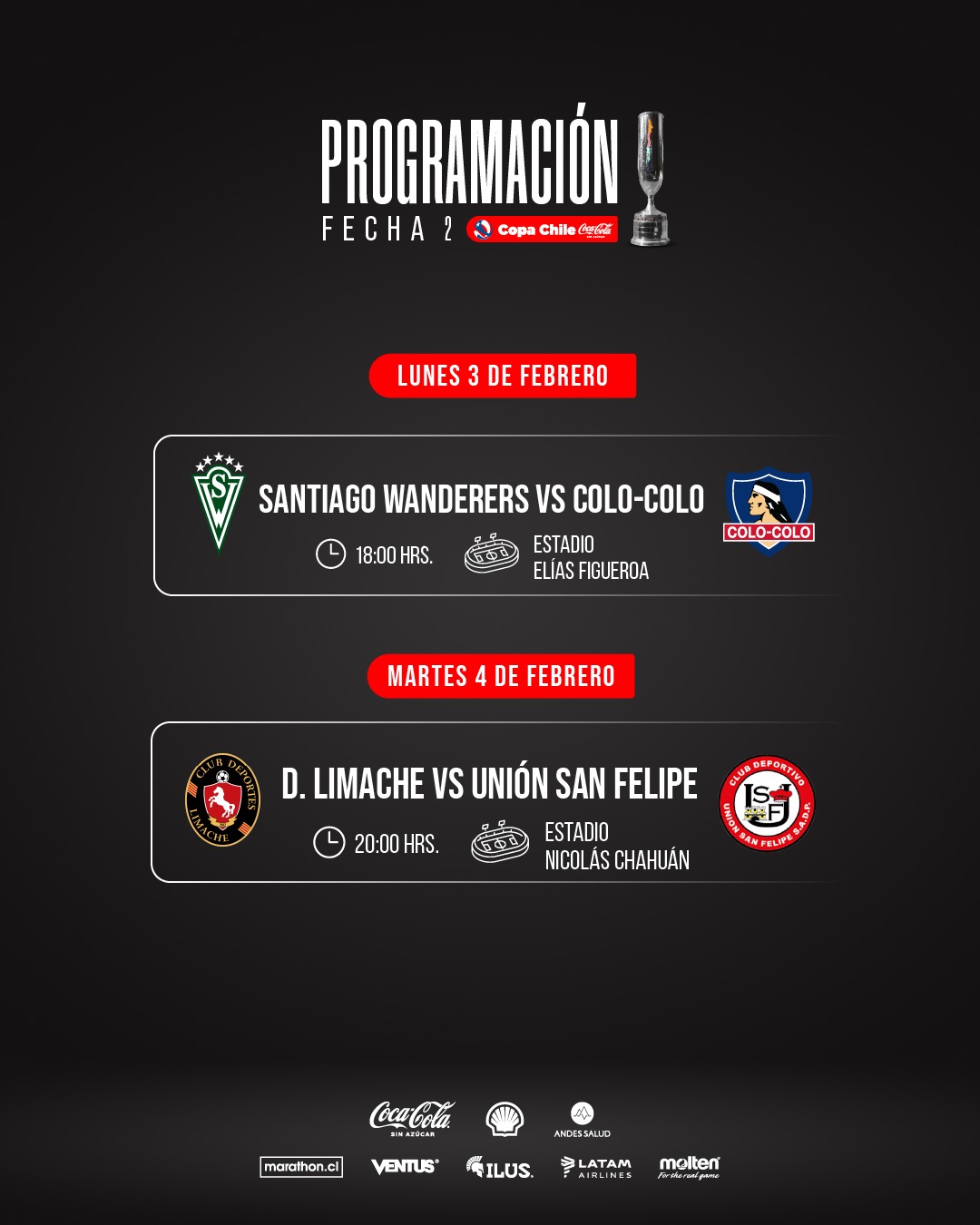 ¡Lista la programación de la Fecha 2 y 3 de la Copa Chile Coca-Cola Sin ...